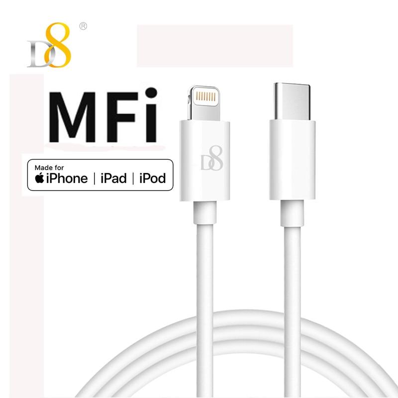 Buy D8 Pd Fast Charging Cable Mfi Certified 3A Type-C Lightning Cables ...
