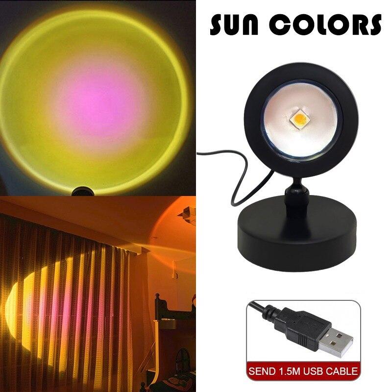 Buy 1x USB Sunset Lamp LED Rainbow Neon Night Light Projector ...