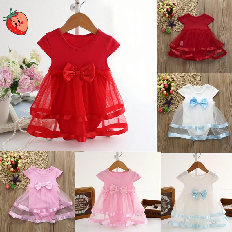 Buy Baby Girls Infant Birthday Tutu Bow Clothes Party Jumpsuit Princess ...