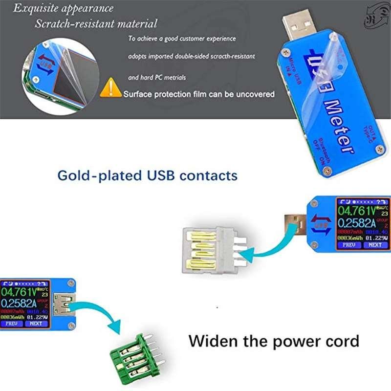 Buy USB 2.0 Type-C LCD Voltmeter Ammeter Voltage Current Meter Battery ...