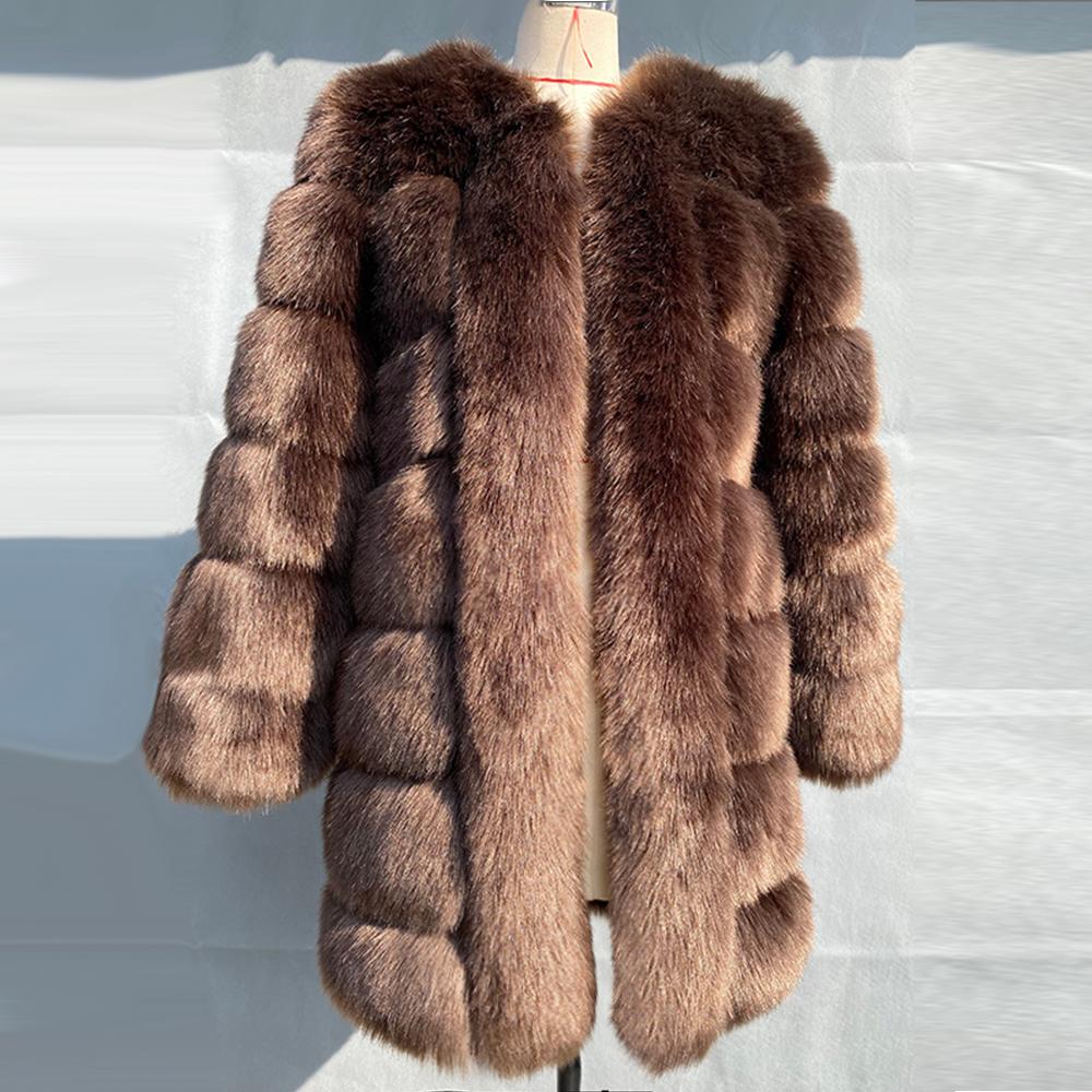 Buy Winter Thick Warm Women Long Fluffy Faux Fur Coat Female Casual ...