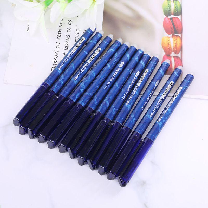 Buy 12 Pcs Luxury Erasable 0.5mm Gel Pen Blue Ink Slim Ballpoint ...