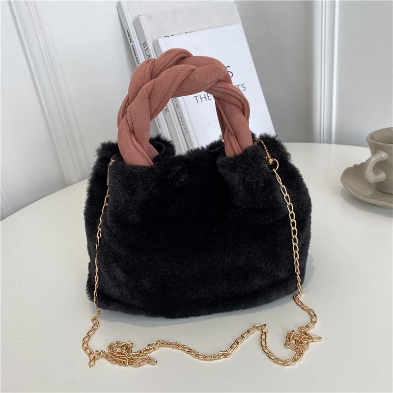 Buy Plush Bag Female Tide Cherry Hair Ball Chain Bag Messenger Bag ...