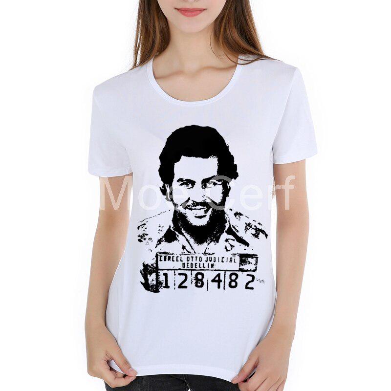 Narcos Pablo Escobar T Shirt Crewneck Kısa Kollu Kadın Tops Gömlek Özel ...