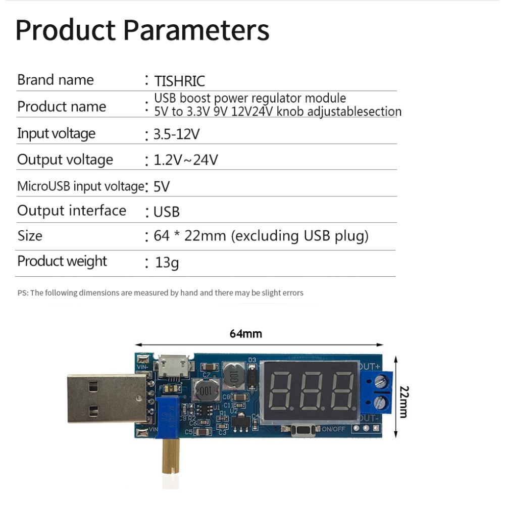 TISHRIC Boost Buck Converter USB DC Boost ModuleDC-DC 5V To 3.3V/12V Power Supply Module ...