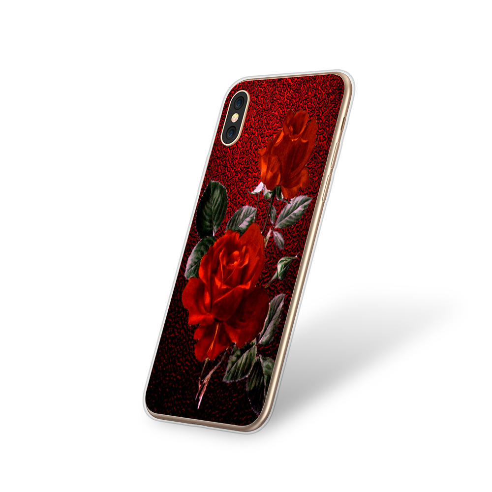 Buy Beautiful Red Rose Pattern Phone Case for iPhone 5 6 7 8 X for ...