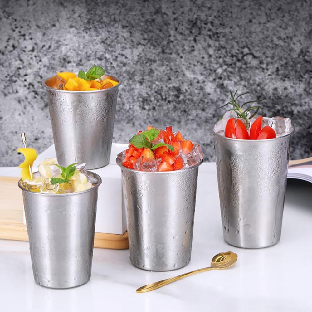Buy 1 Pcs Simple Single-layer Stainless Steel Curled Drinkware Beer Mug ...