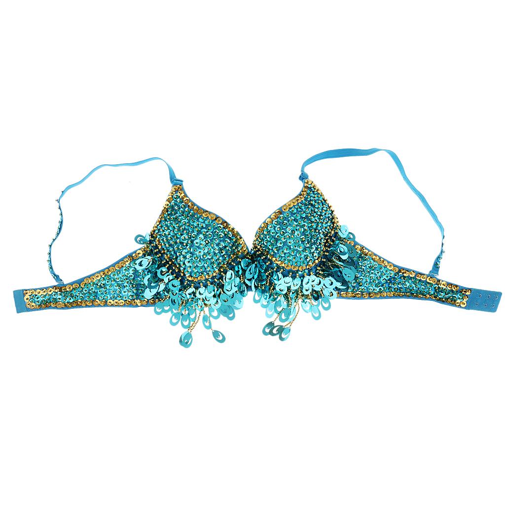 Buy Belly Dance Beaded Bra Sequins Top Sexy Dancing Singer Costume ...