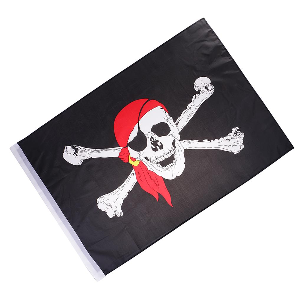 Buy 2ftx3ft Pirate Skull with Red Bandana Flag Polyester 60x90cm for ...