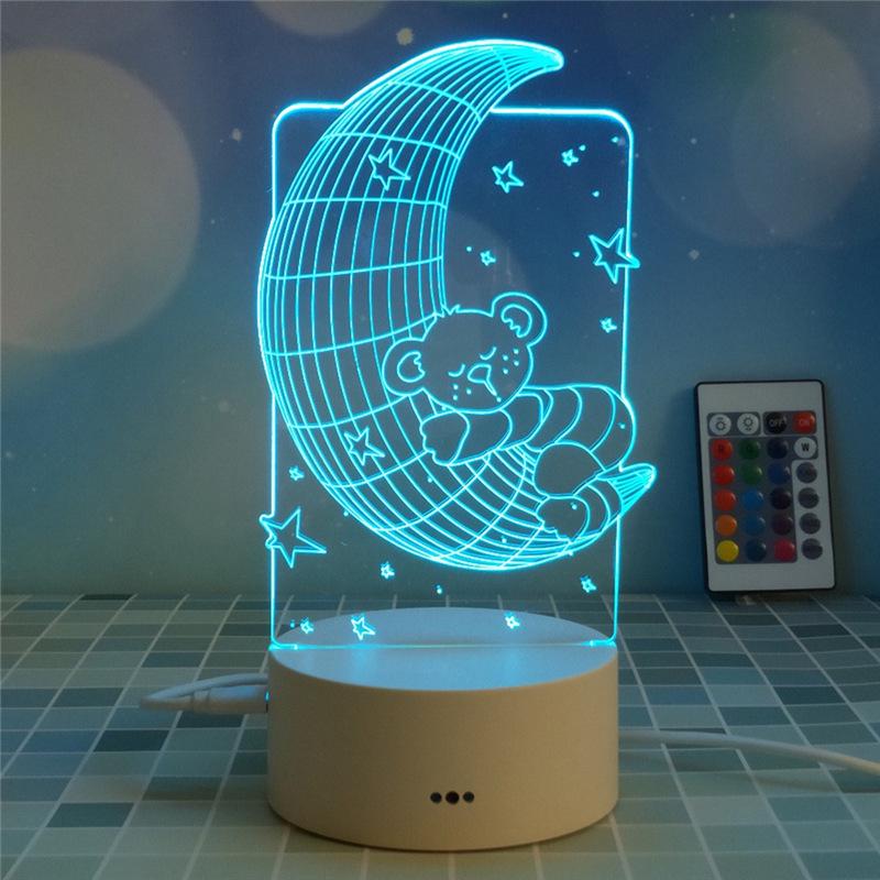 Buy Multiple Patterns 3D Colors Changeable Night Light Bedside Lamp ...