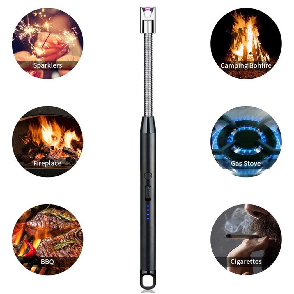 702B Windproof LED USB Electricity Display Arc Ignition Tool Kitchen ...