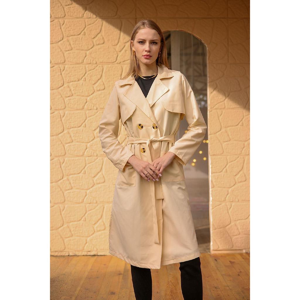 7318a Trenchcoat met zak en riem, Stone kopen vanaf een prijs van 24 | Joom
