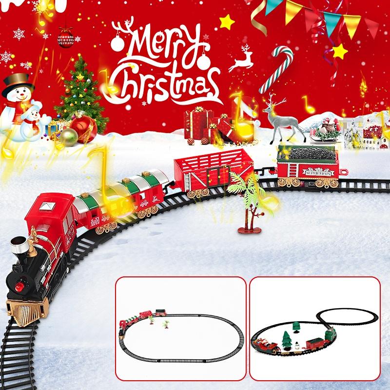 Buy Christmas Music Train with Rail Set Children's Electric Racing Toy ...