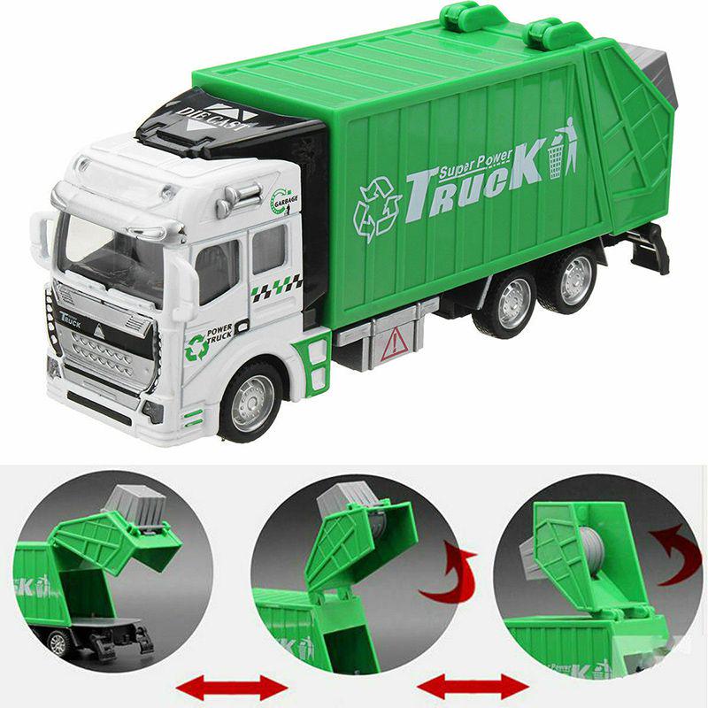 1:32 Garbage Truck Trash Bin Toy Vehicle Diecast Model Car Kids Boys ...