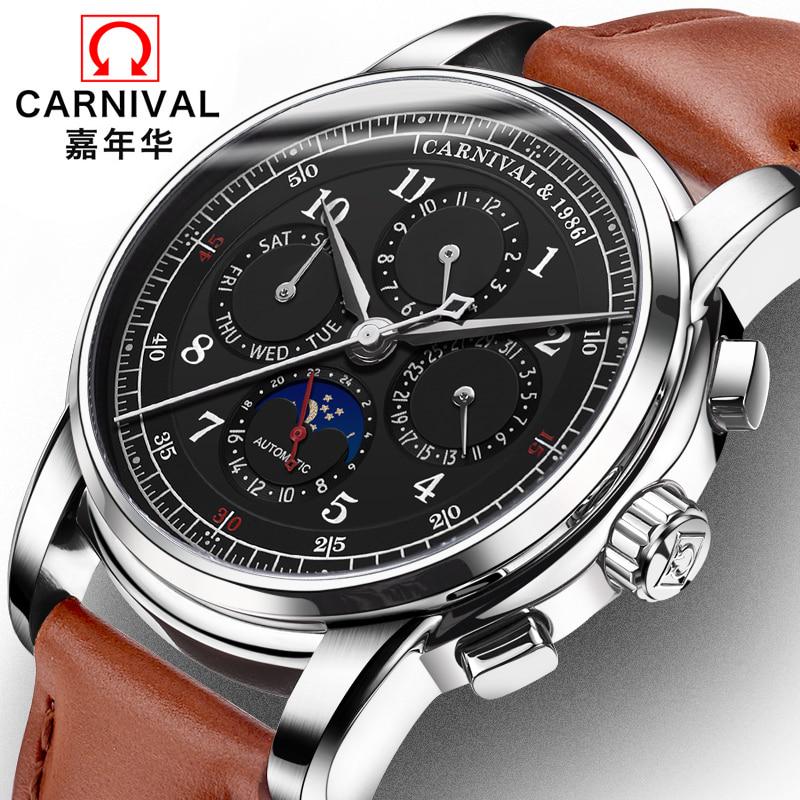 Buy Mens Watches Multifunction Moon Phase Calendar Mechanical Watch ...