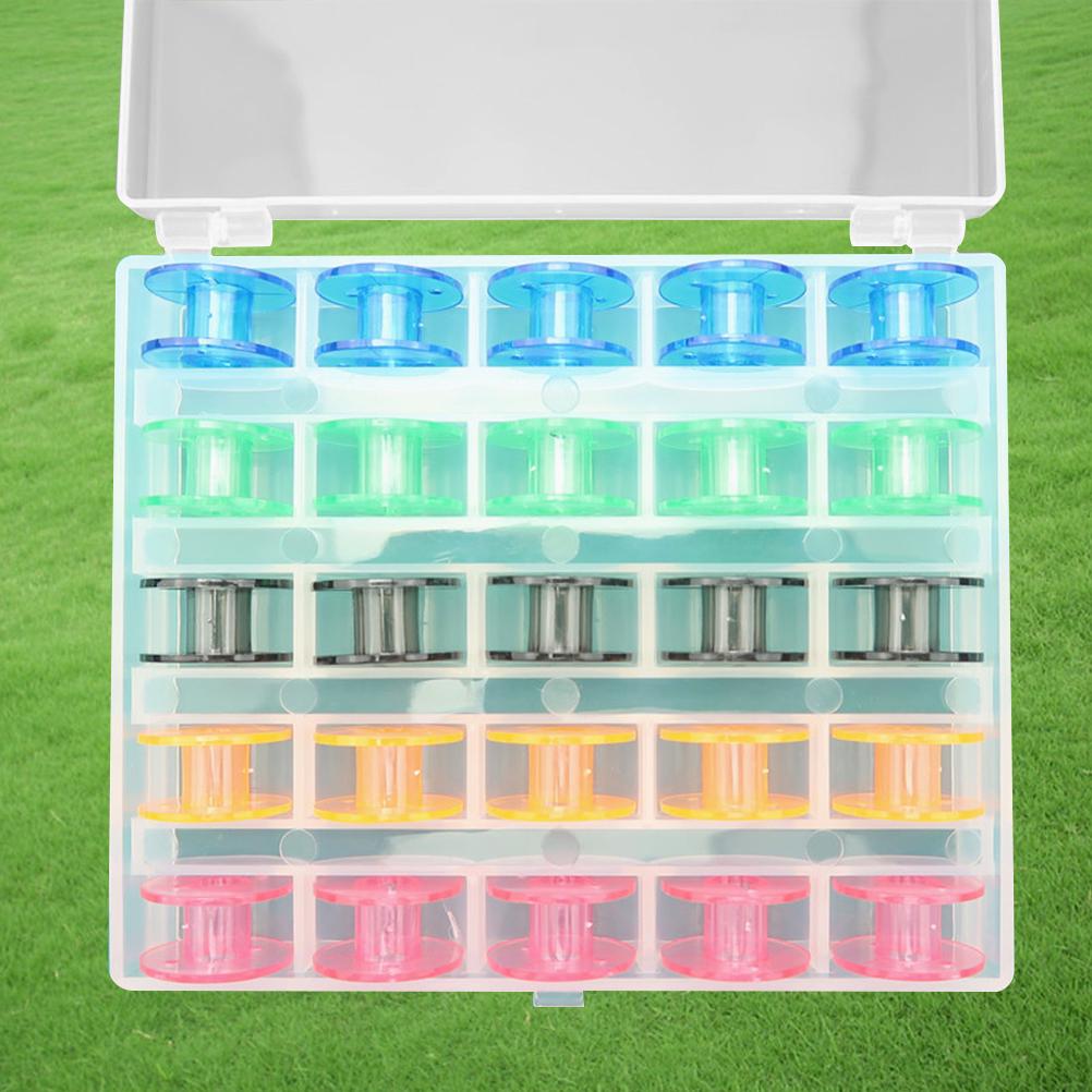 25pcs 5 Colors Plastic Sewing Spools Sewing Machine Bobbins with ...