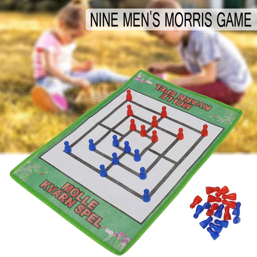 37*26Cm Nine Men's Morris Game With Non-Woven Fabric Chessboard And 18 ...