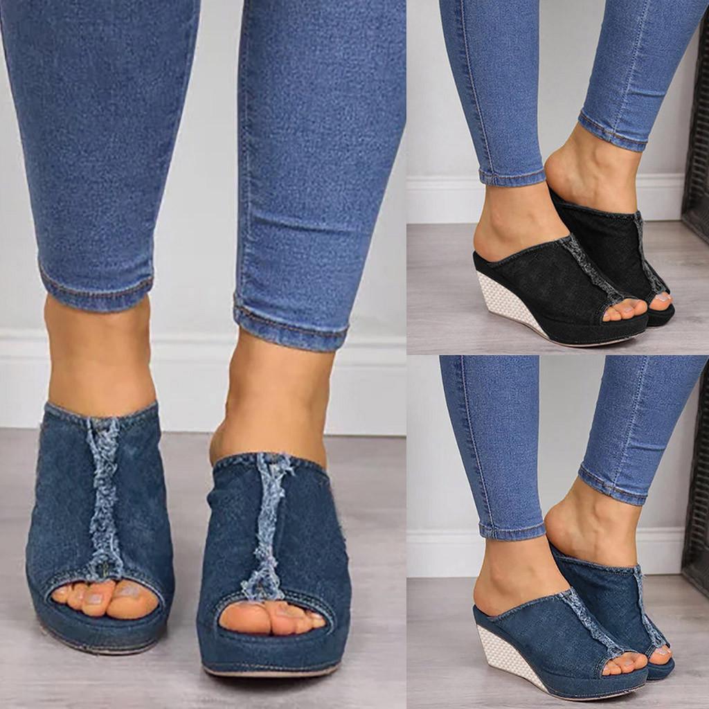 Buy Stylish Womens Cowboy Comfortable Open-Toe Shoes Wedges Platform ...