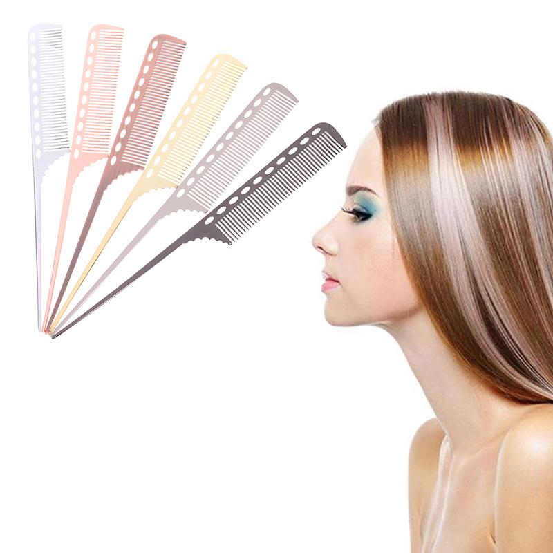 Buy Tail Comb Salon Rat Hair Comb Barber Aluminum Metal Comb Hairdress ...