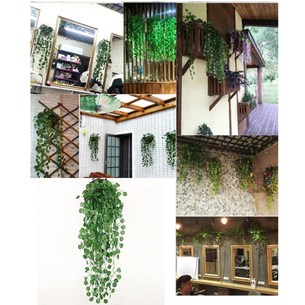 2PCS Artificial Hanging Plants Pot Fake Vine Trailing Indoor House Ivy ...