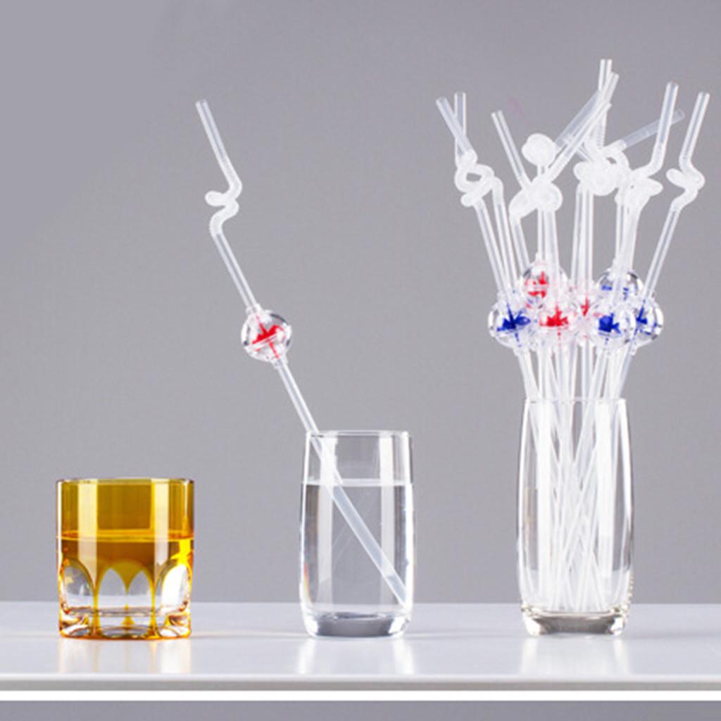 Buy 10PC Retractable Art Straw Creative Windmill Curved Long at ...