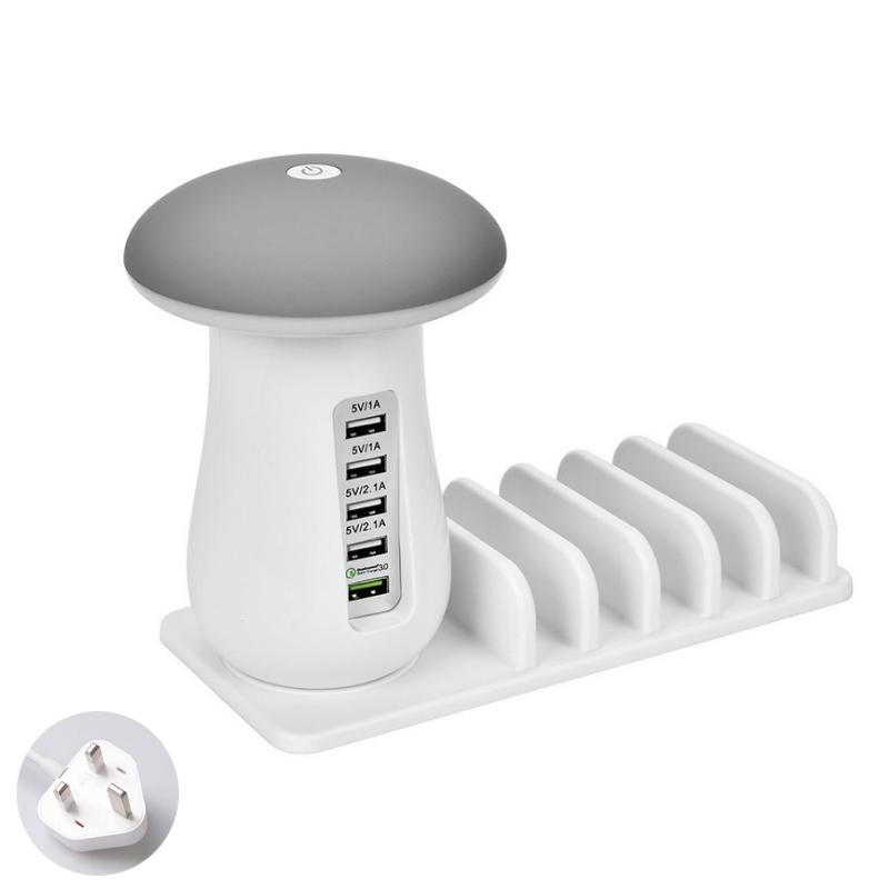 Buy Station with Dock Light QC3.0 Charging Port 5 1pc USB Mushroom ...