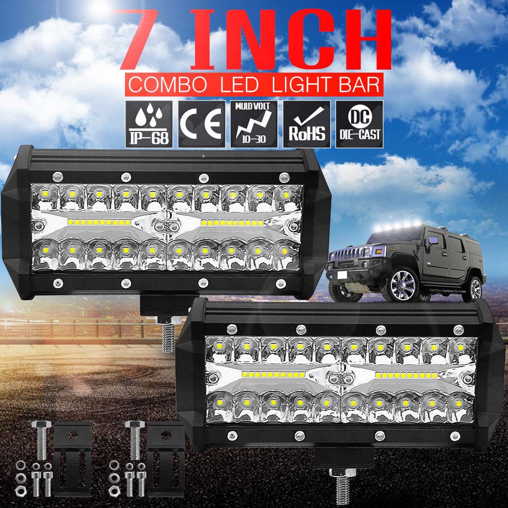 Buy 2pcs Lamp 7 Inch 3 Row 120W Off-road LED Work Light Bar Waterproof ...