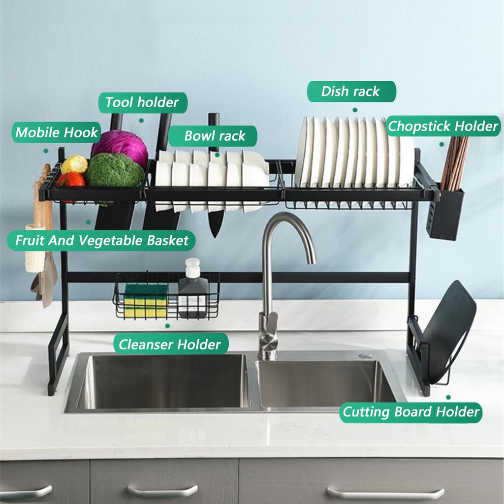 Buy 65cm/85cm Kitchen Storage Shelf Stainless Steel Kitchen Dish Drying ...