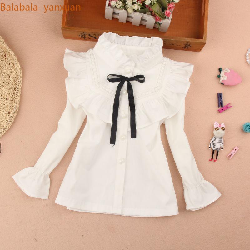Buy Spring Autumn Girls Blouse School Tops Cotton Turtleneck Long ...