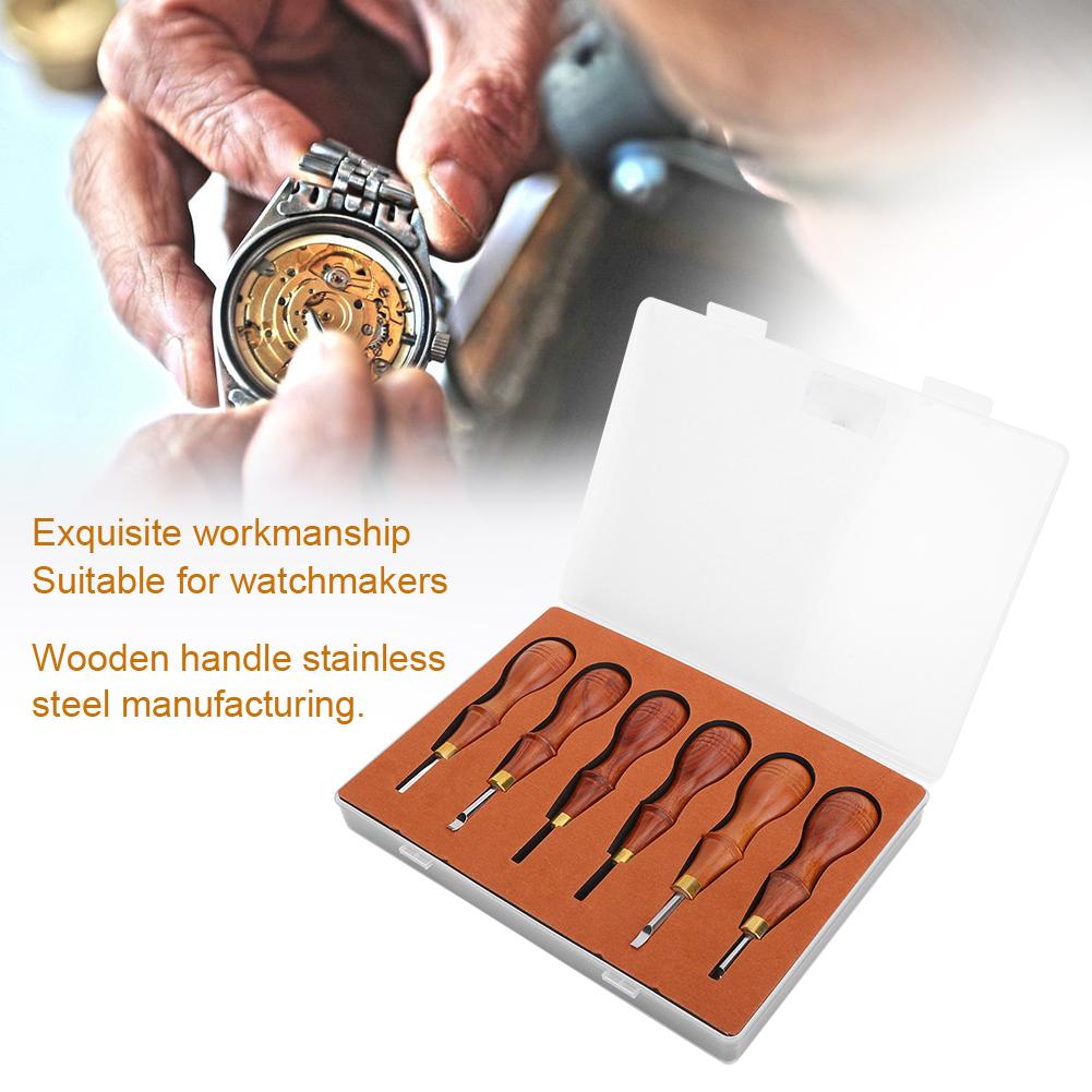 Cheap 6pcs Wooden Handle Stainless Steel Watch Pry Watch Repair Tool ...