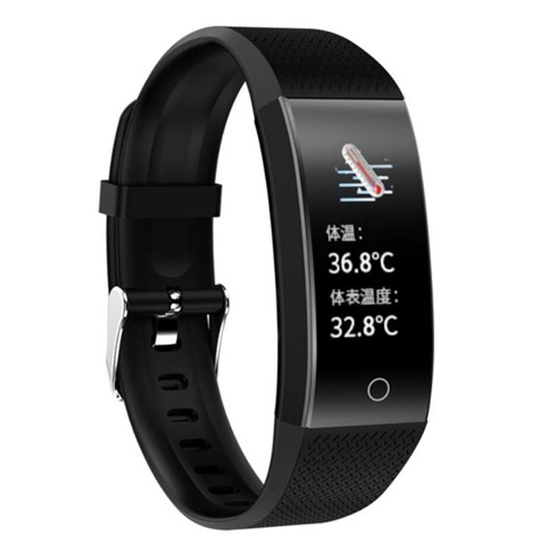 Buy Qw18t Thermometer Smart Bracelet Ip68 Waterproof Heart Rate Sleep ...