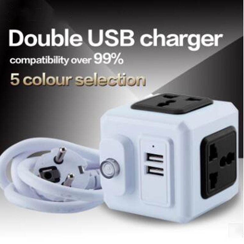 Buy Smart Home Power Cube Plug 4 Socket 2 USB Port Outer Extension Adapter Universal Jack Socket ...