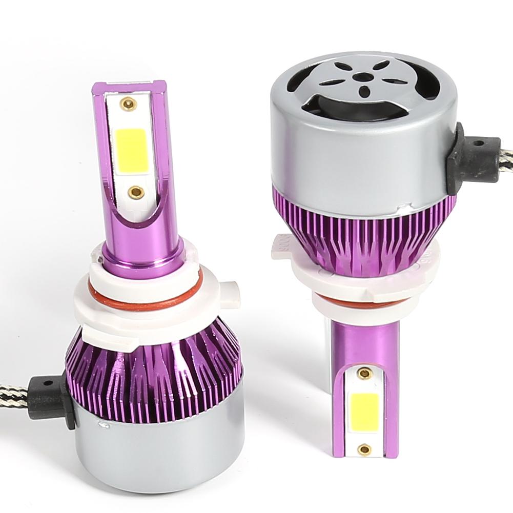 1 Pair COB LED Car Headlight Bulbs 72W Headlamp Fog Light Purple (9006 ...