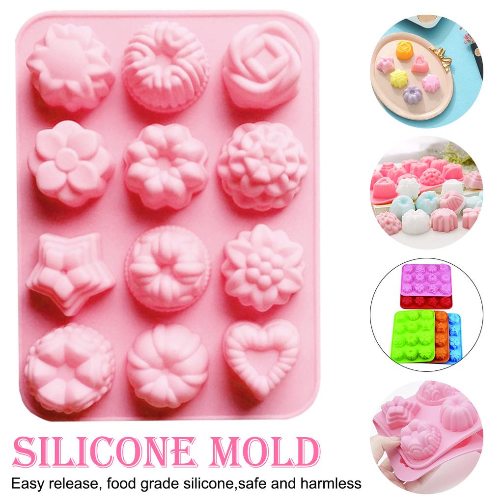 Buy Swan Mold Color Random Cake Moulds 12 Color Flower Chocolate ...