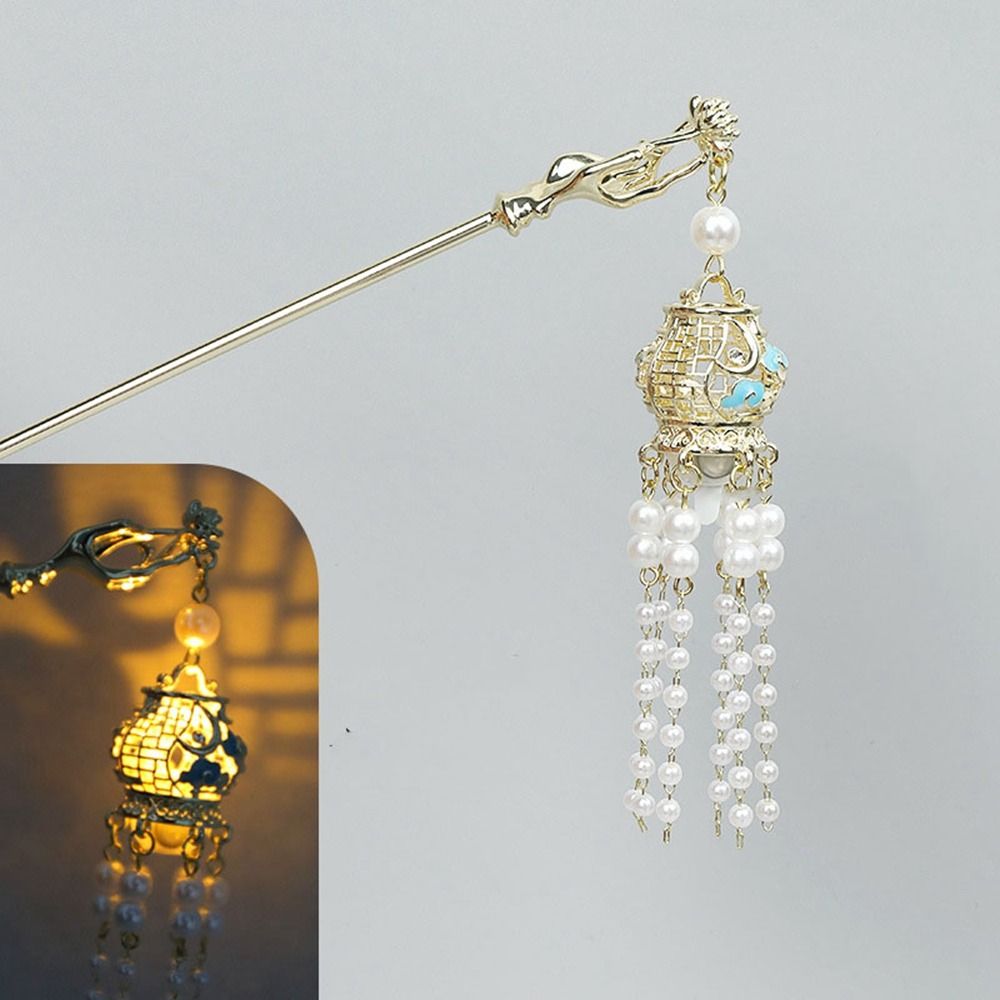 LED Light Glowing Lantern Hairpin Flower Hanfu Hair Clip Girl Hair ...