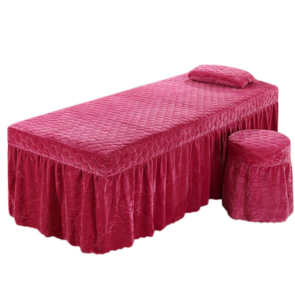 Cheap SPA Massage Bedding Set Table Skirt Pillow Case Stool Cover Red ...