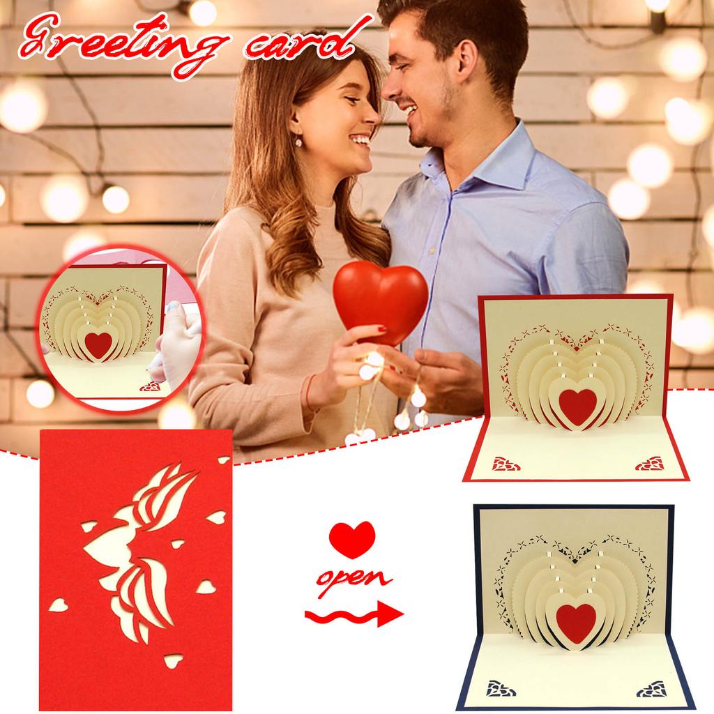 Buy Valentine's Day Card 3D Paper Carving Creative Handmade Paper ...
