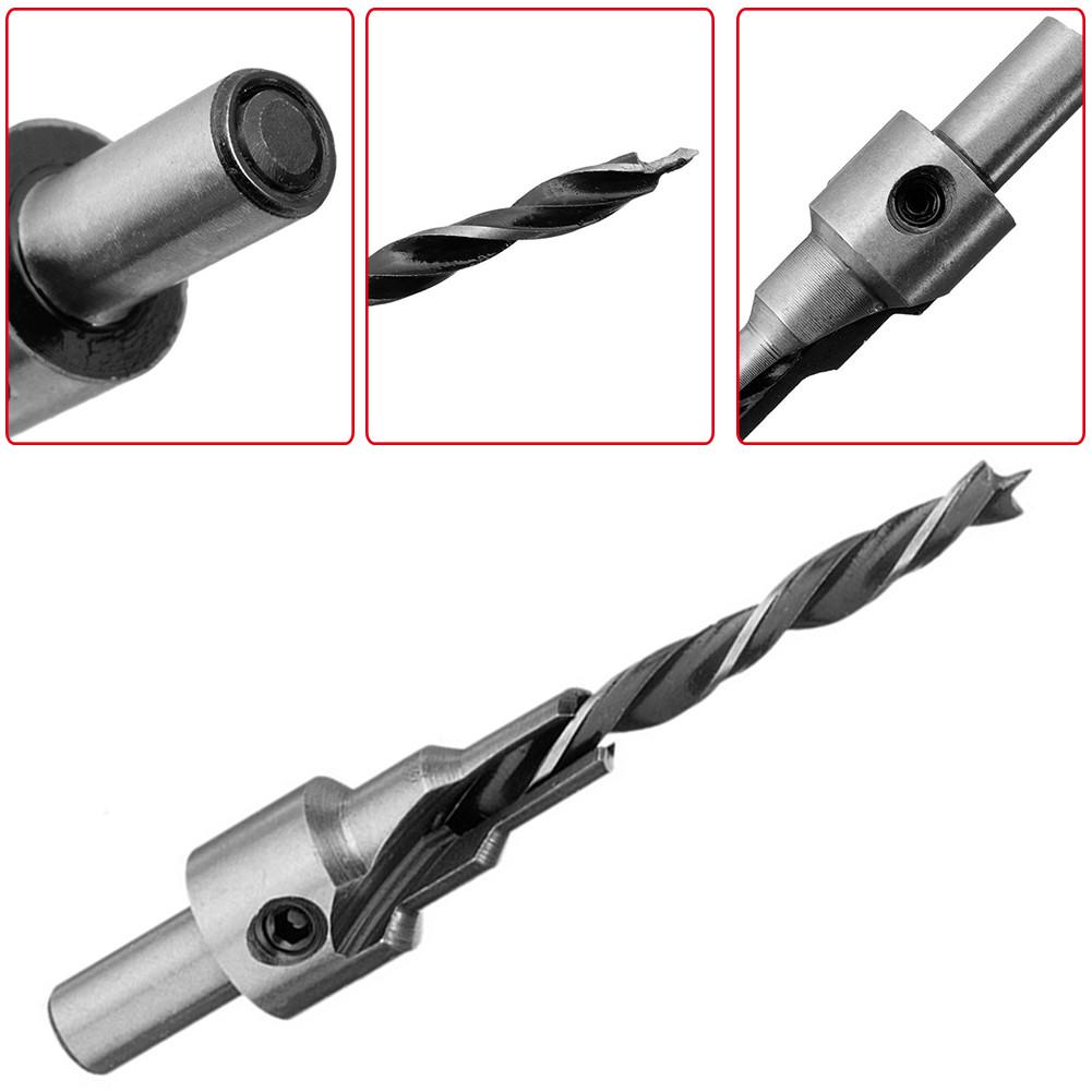 Buy 2 PCS Woodworking Countersink Drilling 3 Step Pilot Drill Bit Set ...