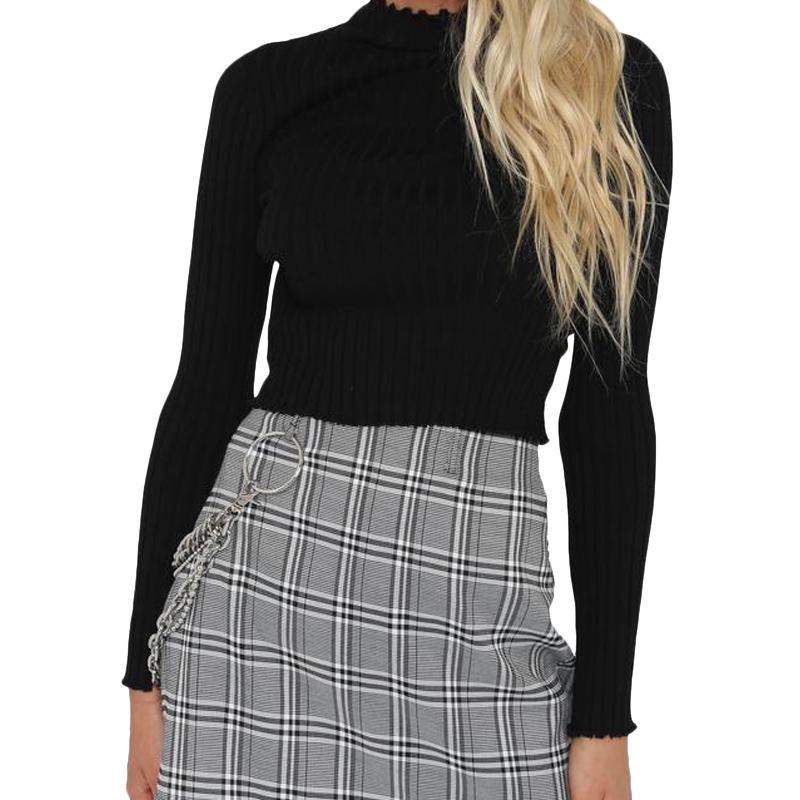 Buy Sexy Knit Ultrashort Top Women Long Sleeve Turtleneck T Shirt ...