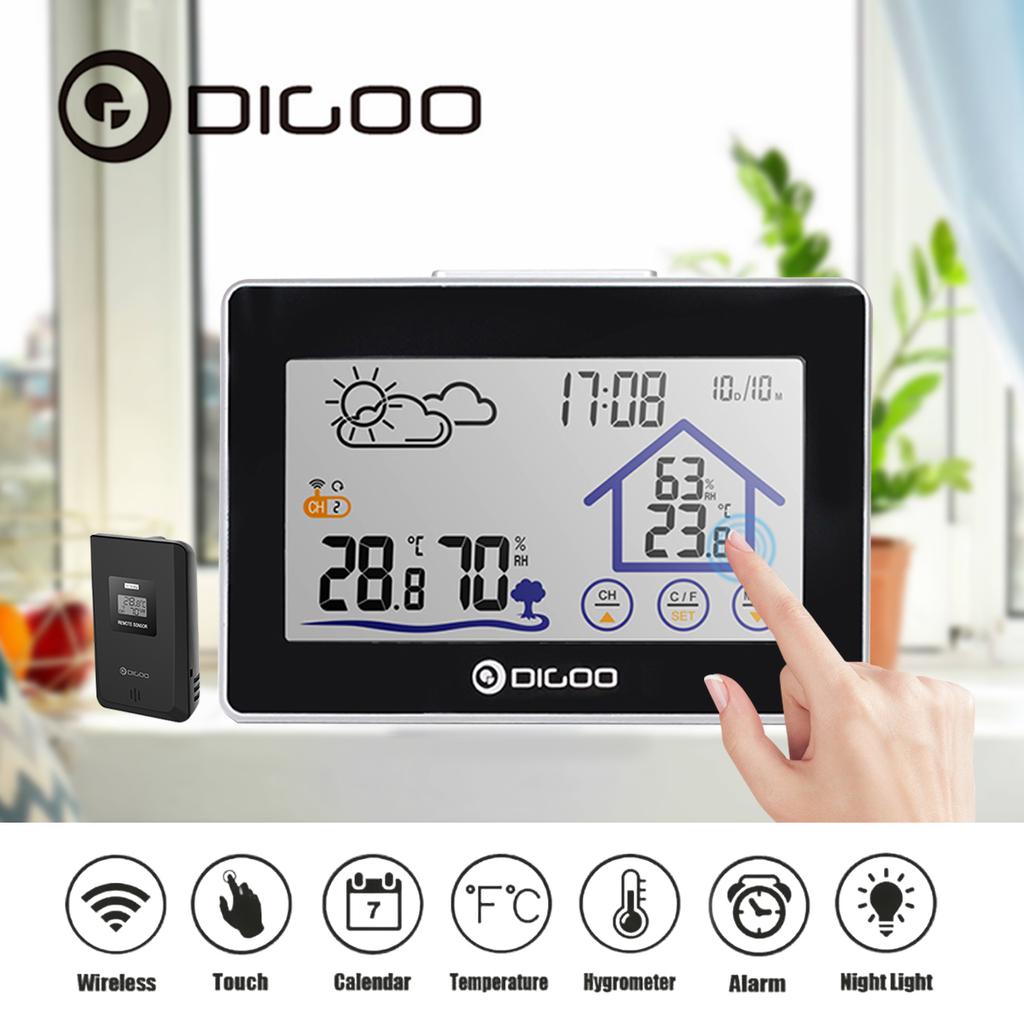 Digoo Wireless Touch Screen Weather Station Temperature Humidity Meter ...