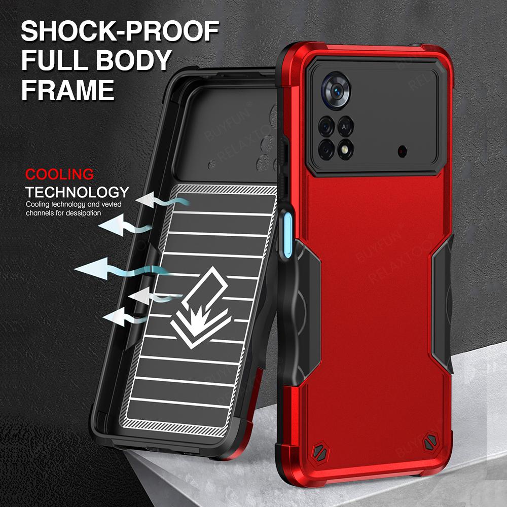 Buy For Poco X4 Pro 5G Military Flag Heavy Duty Armor Protection Cover ...