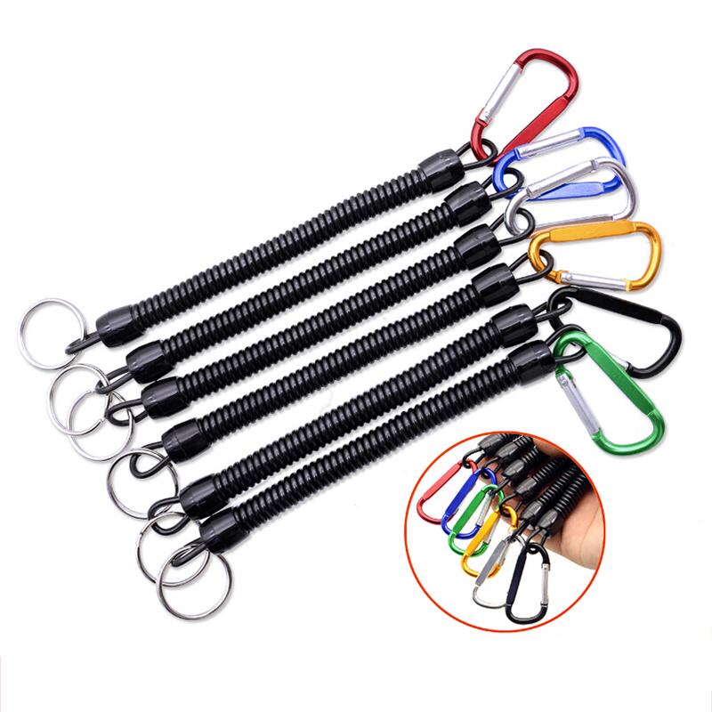 Tactical Retractable Spring Elastic Rope Carabiner Belt Fishing ...