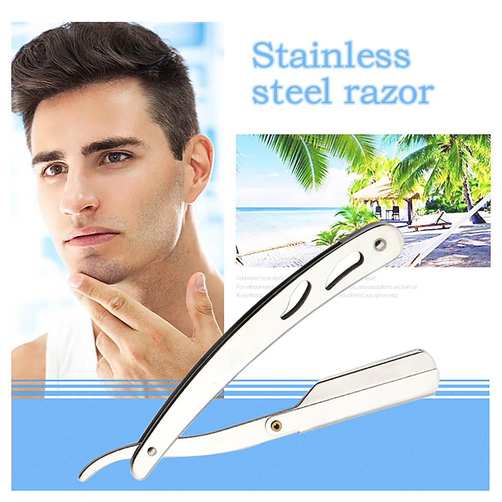 Buy Men Straight Stainless Steel Razor Barber Folding Shaver Knife Hair ...
