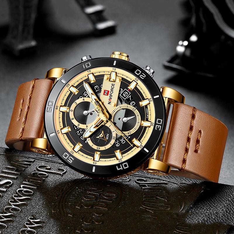 Buy NAVIFORCE Gold Watch Men Gold Waterproof Quartz Sport Watch Man ...