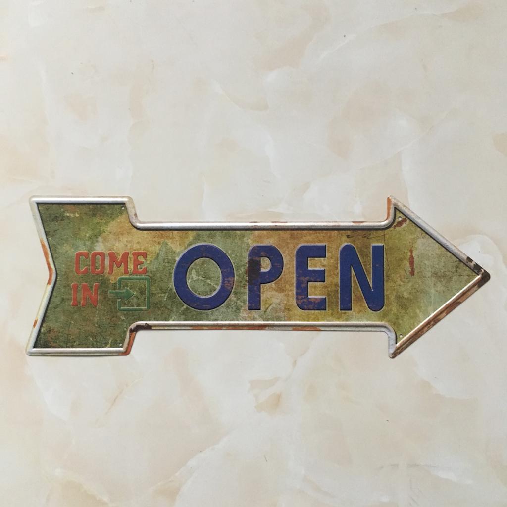 Buy Retro Style "Welcome" Coffee Cafe Arrow Shaped Cast Iron Painting ...