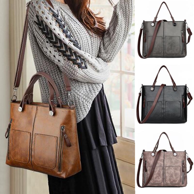 Retro Handbags for Women Single Shoulder Bags Top-handle Tote Pocket ...
