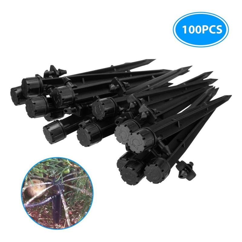 Buy 100pcs 1/4 " Emitter Stake Water Dripper 360 Degrees Adjustable 0 ...