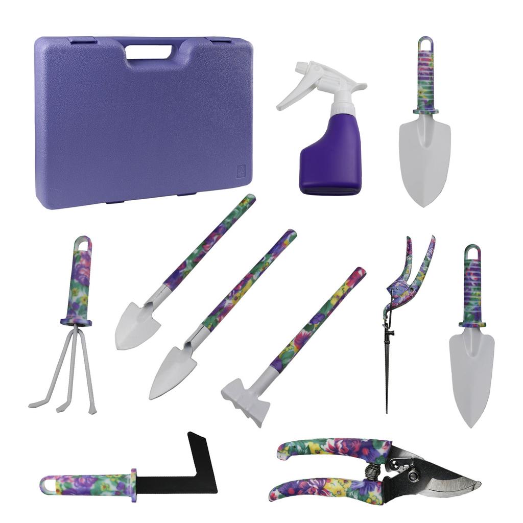 10 Piece Garden Tools Set Flower Print Aluminium Gardening Tools With ...