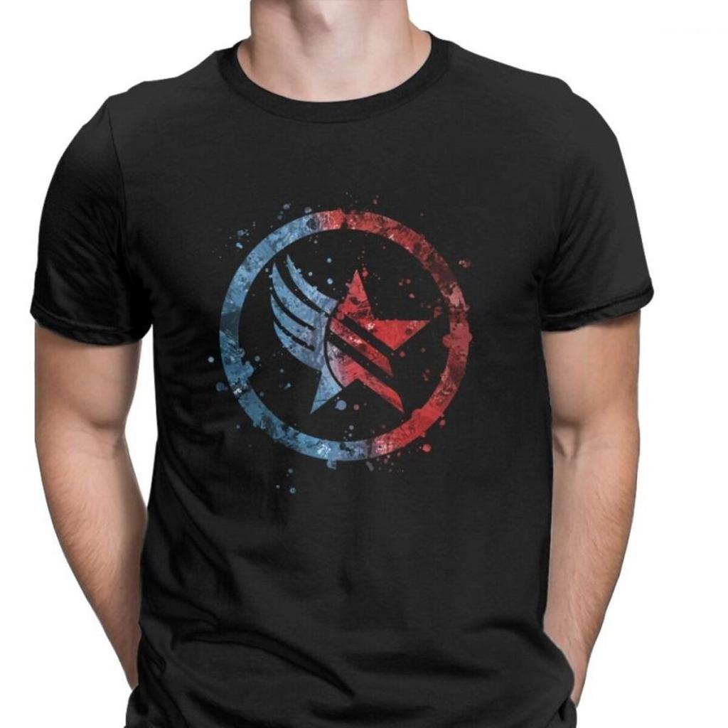 Buy Mass Effect Renegade Paragon Combo Splatter T Shirts Men's Cotton ...