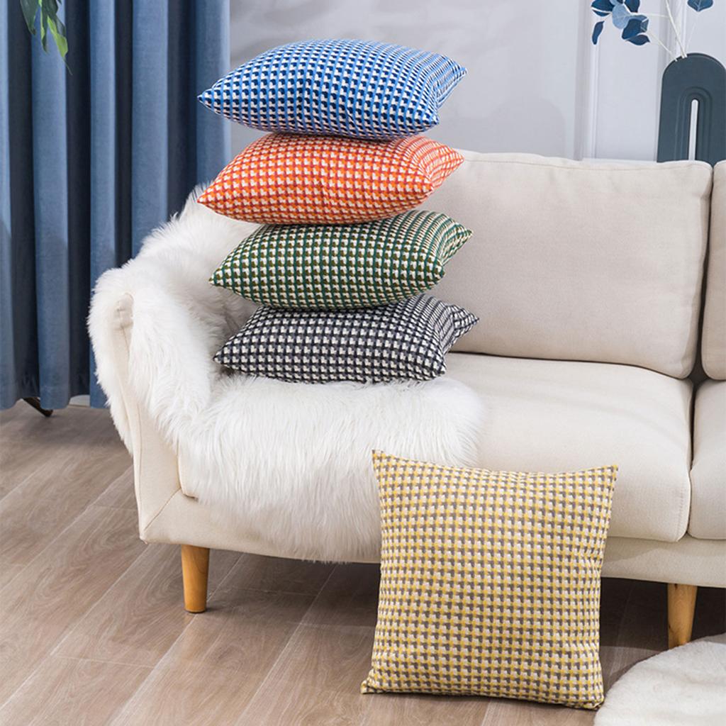 Buy Simple Plaid Polyester Pillow Cover 45x45cm Pillows Case Cushion ...